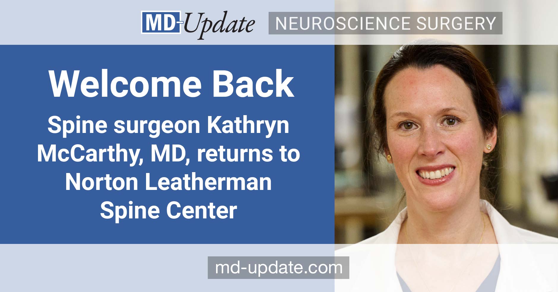 Welcome Back – MD Update